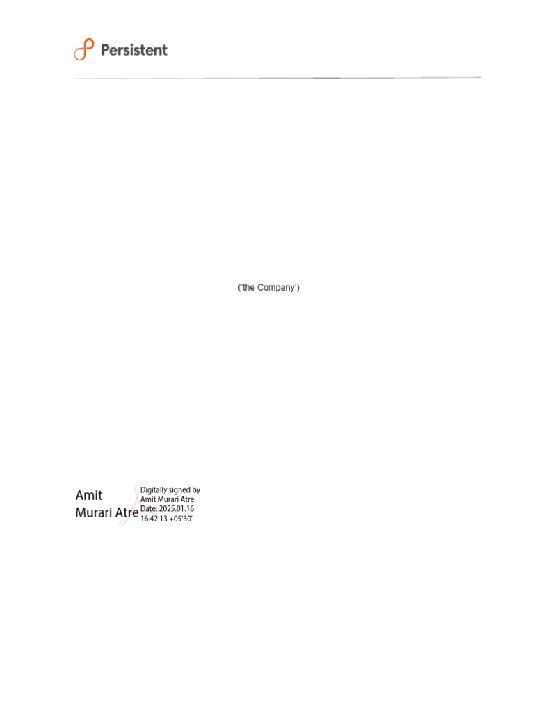 Amit Murari Atre: Ref: Symbol: PERSISTENT Ref: Scrip Code: 533179 | PDF