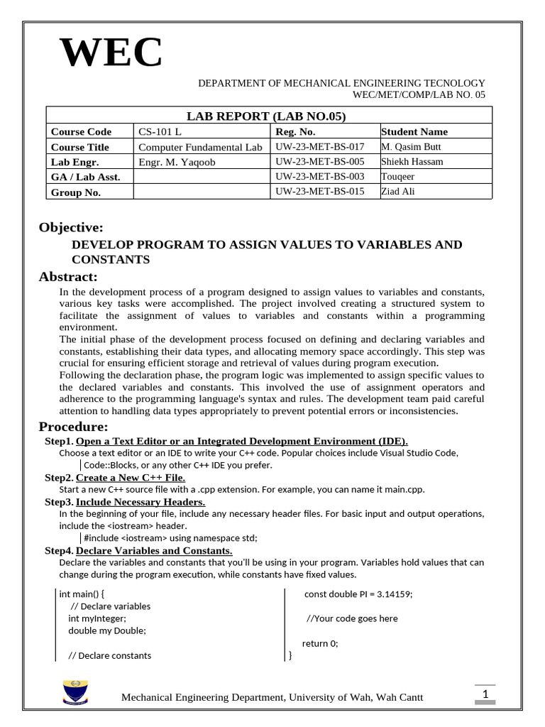 Comp Fundamental Lab Report 05 | PDF | Computer Program | Programming