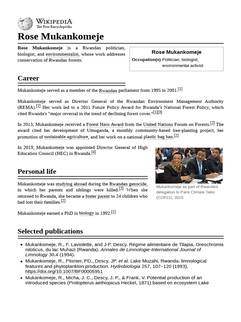 Rose_Mukankomeje | PDF | Rwanda | Natural Environment