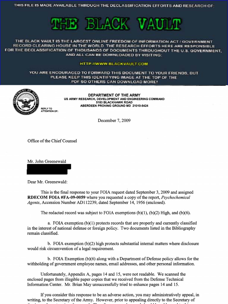 Psychochemical Agents 1956 | PDF | Freedom Of Information Act (United ...