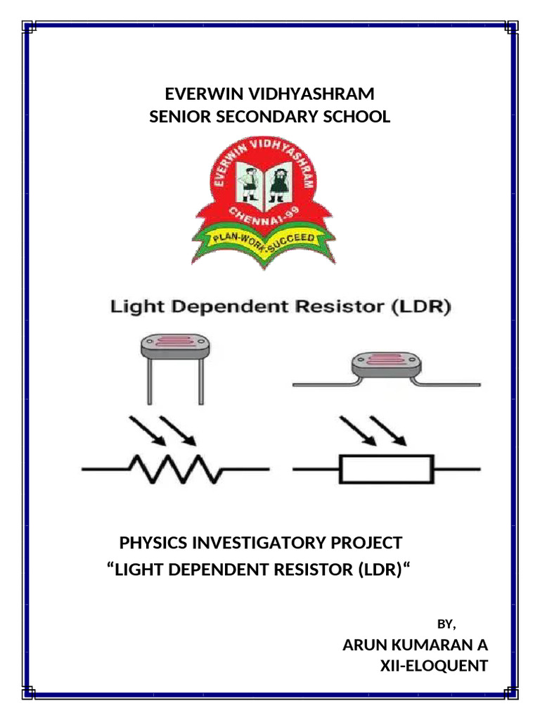 Arun Kumaran Phy Project-1 | PDF | Electrical Engineering ...