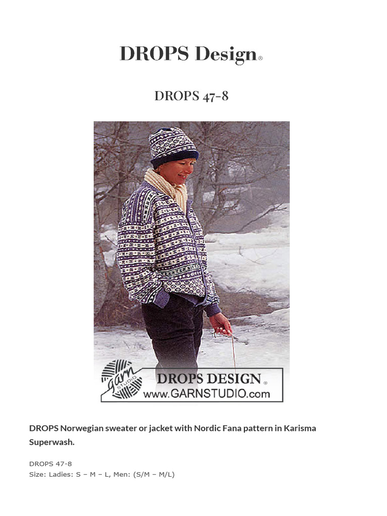 DROPS 47-8 - DROPS Norwegian Sweater or Jacket With Nordic Fana Pattern ...