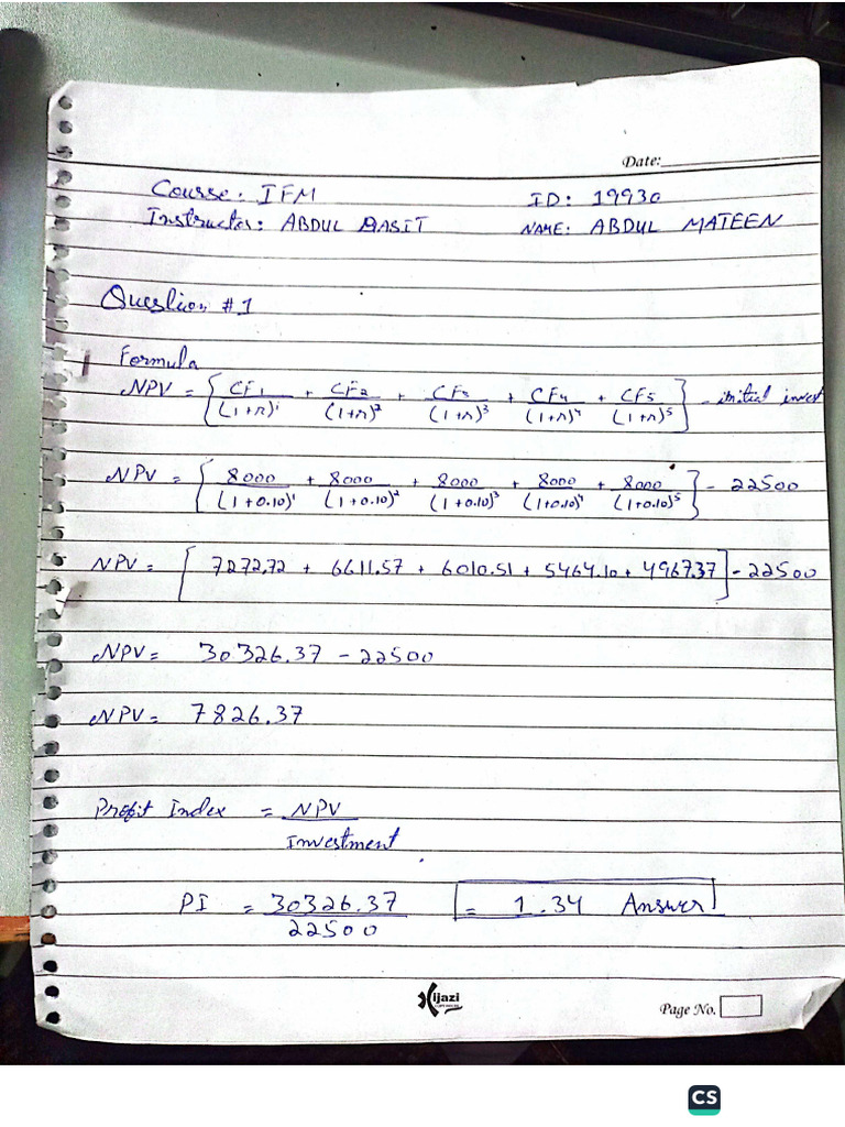 Assignment 2 IFM Abdul Mateen 19930 | PDF