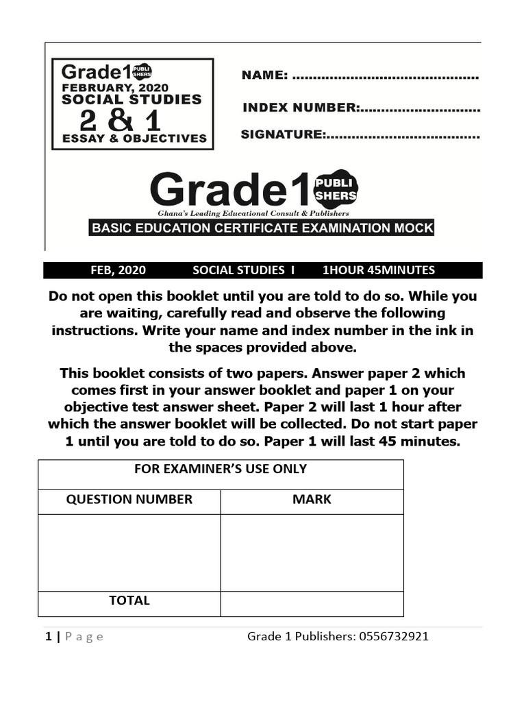 Grade 1 Social Studies Exam Guide | PDF | Cost Of Living