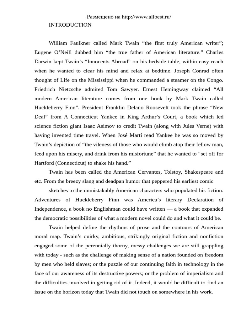 Mark Twain: Father of American Literature | PDF | Huckleberry Finn ...