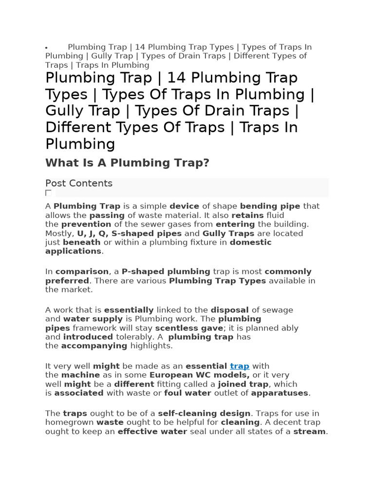 Plumbing Trap | PDF | Plumbing | Transparent Materials