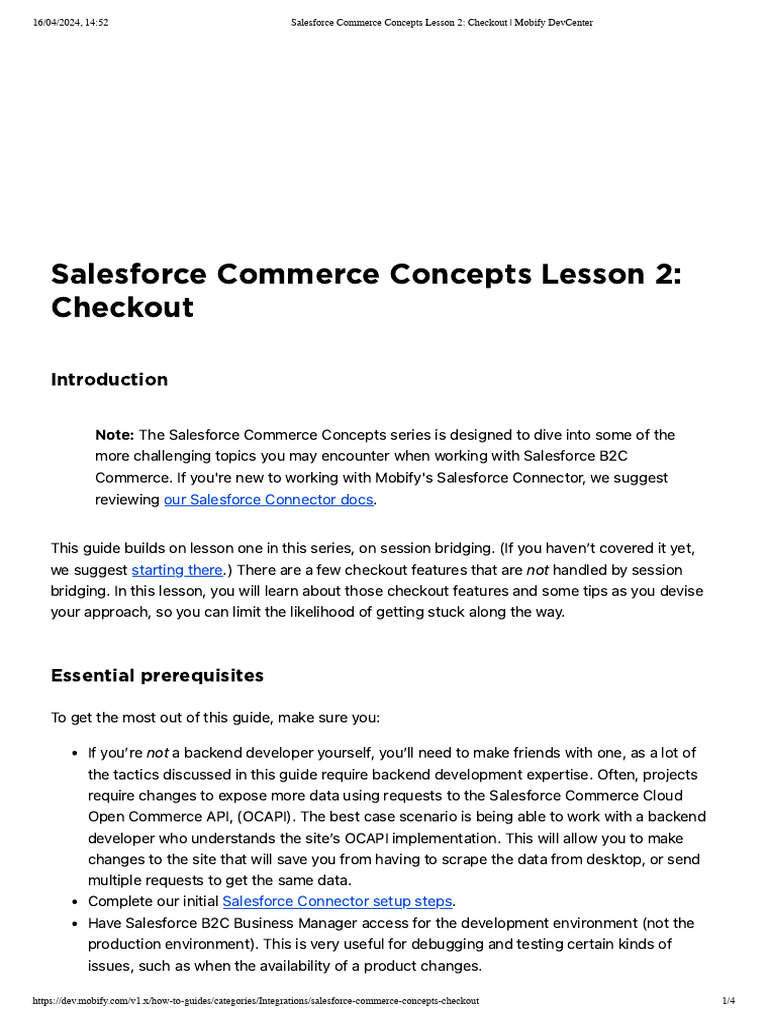 Salesforce Commerce Concepts Lesson 2 - Checkout - Mobify DevCenter ...