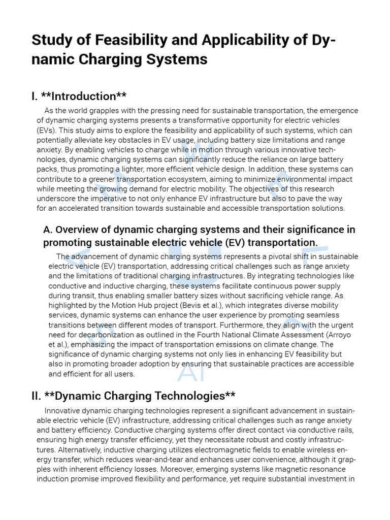 Dynamic Charging Systems for EVs: Feasibility Study | PDF | Electric ...