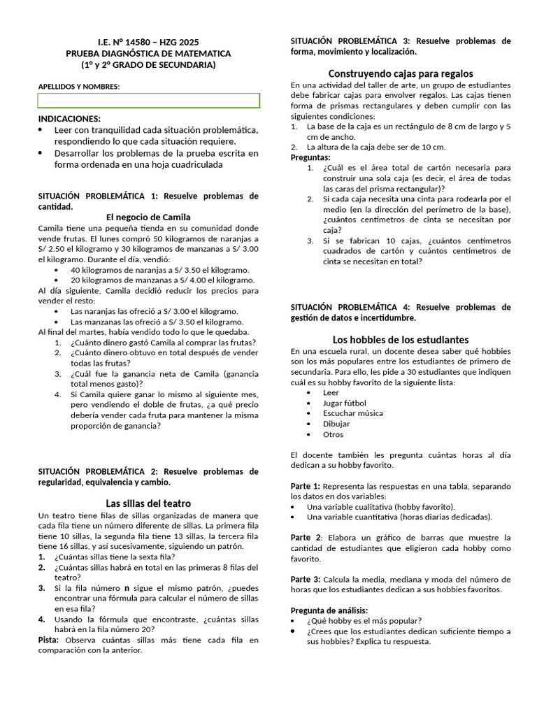 Prueba Escrita | PDF