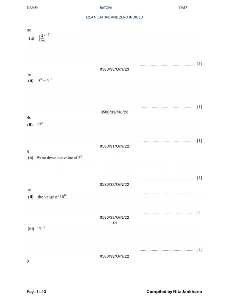 Math Indices Study Guide | PDF
