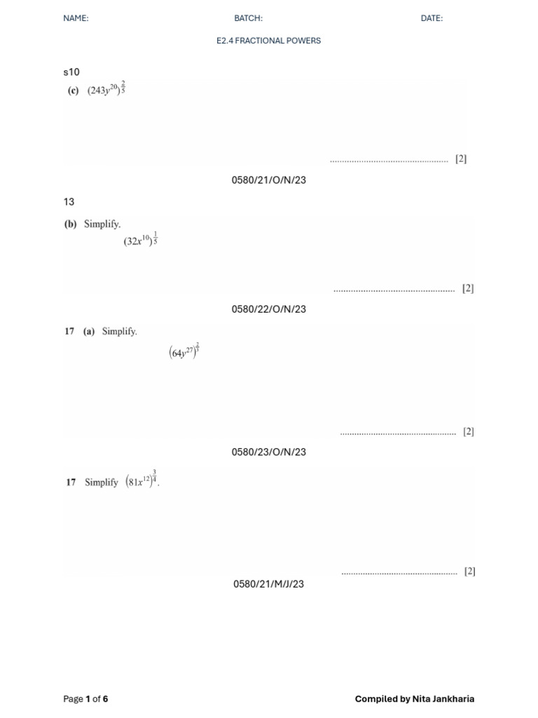 2 - 4 Indices Fractional Powers | PDF