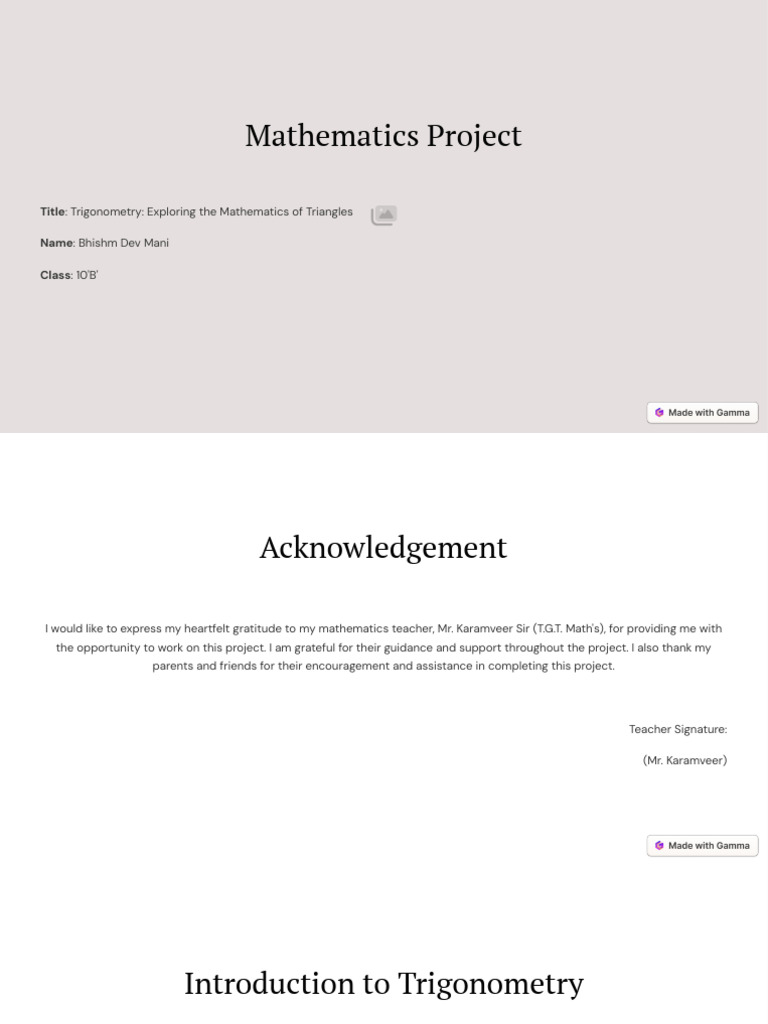 Mathematics Project (1) | PDF | Trigonometric Functions | Trigonometry