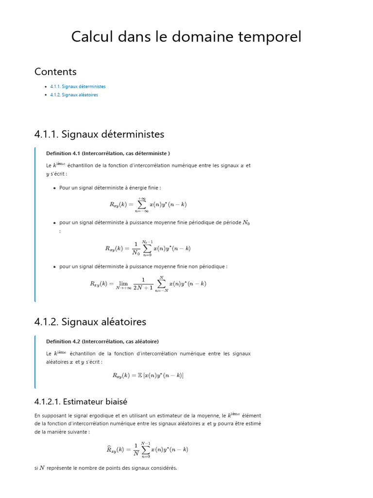 4.1. Calcul dans le domaine temporel — Traitement Numerique du Signal ...
