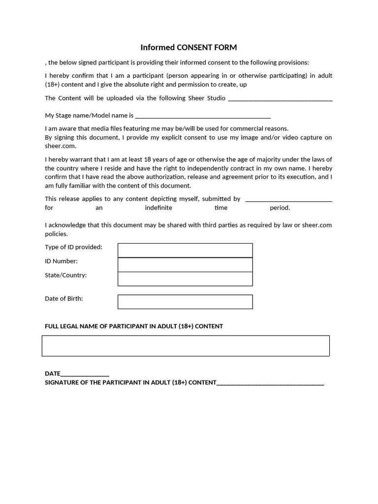 Adult Content Informed Consent Form | PDF