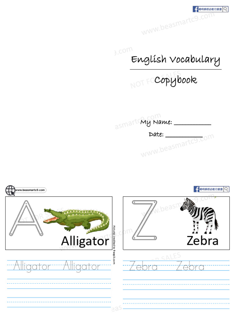 English Writing Copybook - A-Z Animals | PDF