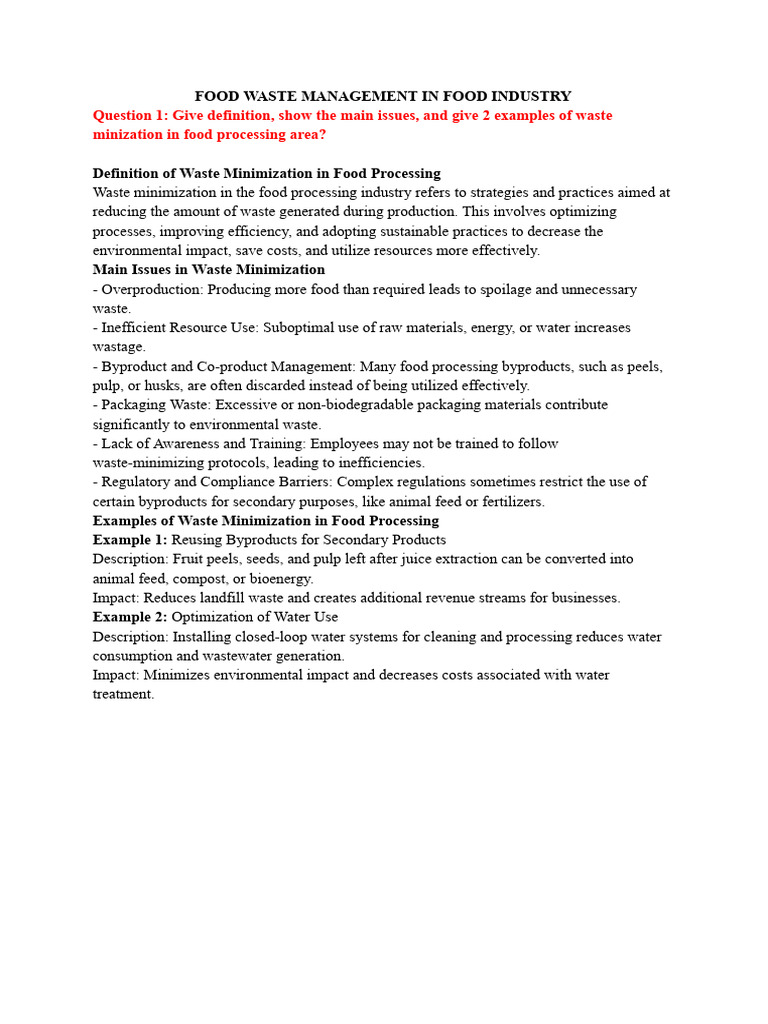 Food Waste Management in Food Industry | PDF | Pyrolysis | Gasification