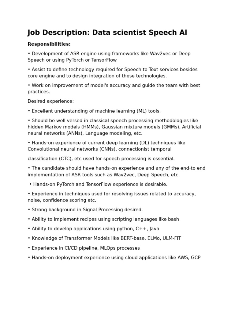 Job Description Speech | PDF