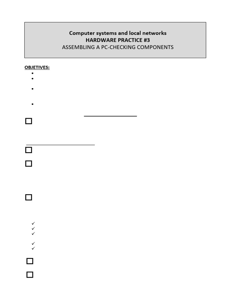 PC Assembly and Component Check Guide | PDF | Computer Data Storage ...