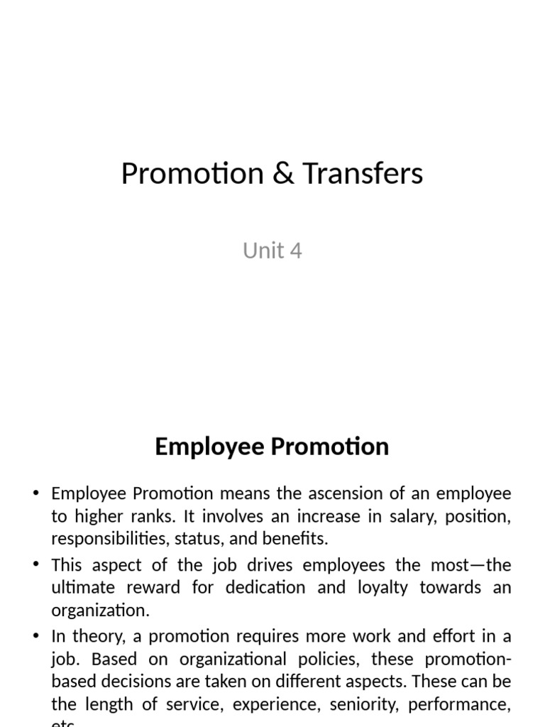 Promotion & Transfers_B.Com IV | PDF | Employment | Layoff