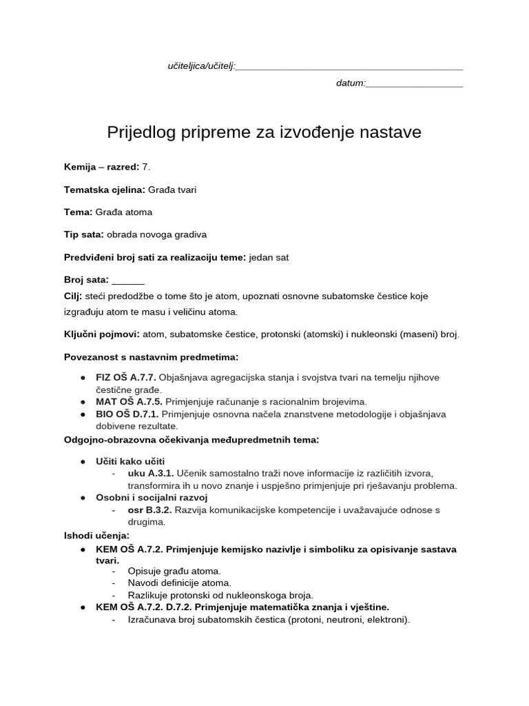 Priprema - 3.1.građa Atoma | PDF