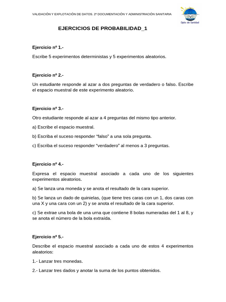 Ejercicios Probabilidad Ud 2 - 1 Resumidos | PDF | Probabilidad | Teoría de probabilidad