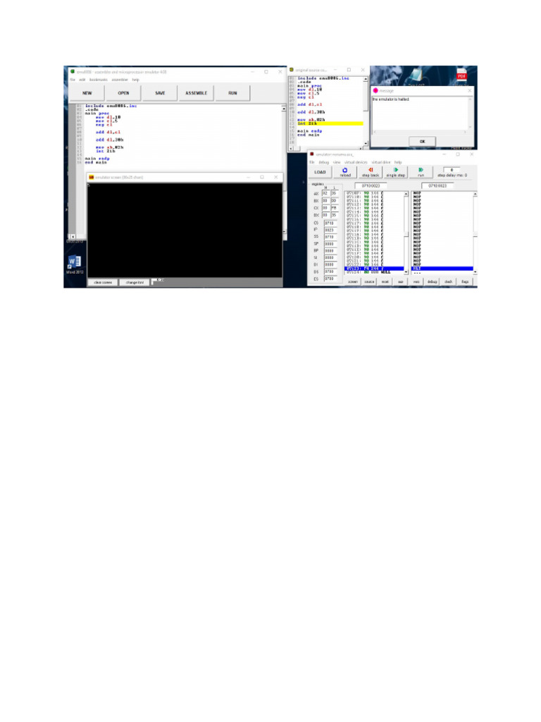 Simple Emu8086 Input Program | PDF