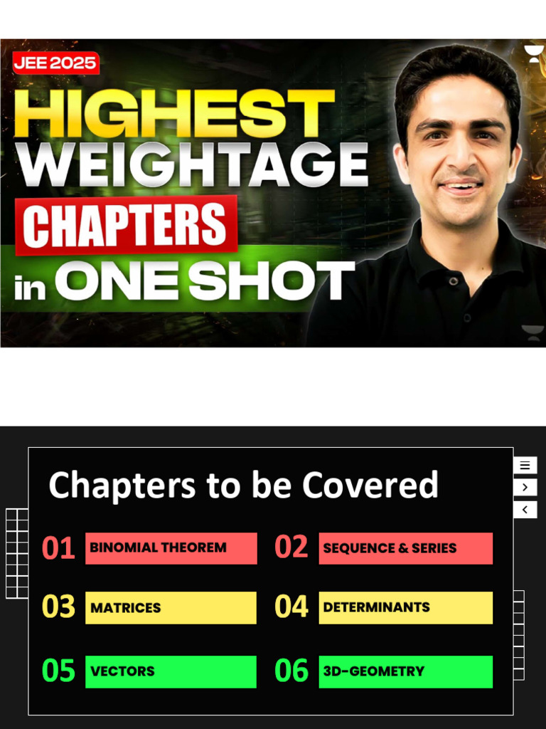 Highest Weightage Chapters Maths | PDF | Matrix (Mathematics) | Determinant