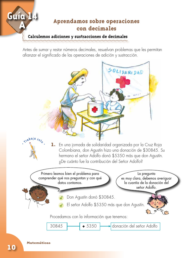 Grado Quinto Aprendamos Sobre Operaciones Con Decimales. 3era Cartilla | PDF | Sustracción | Decimal