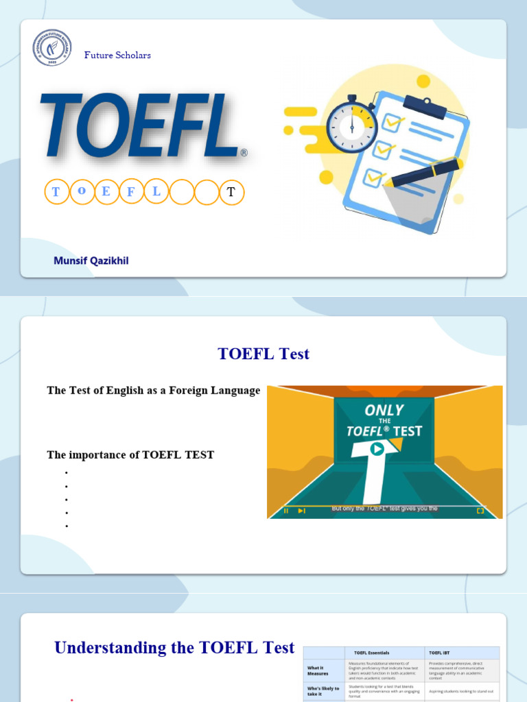 New Introduction To The TOEFL | PDF | Test Of English As A Foreign ...