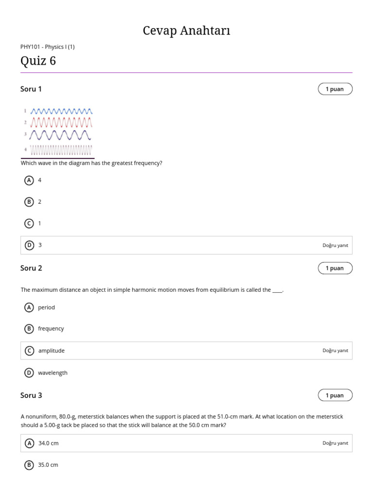 Quiz 6_Answer Key | PDF | Young's Modulus | Elasticity (Physics)