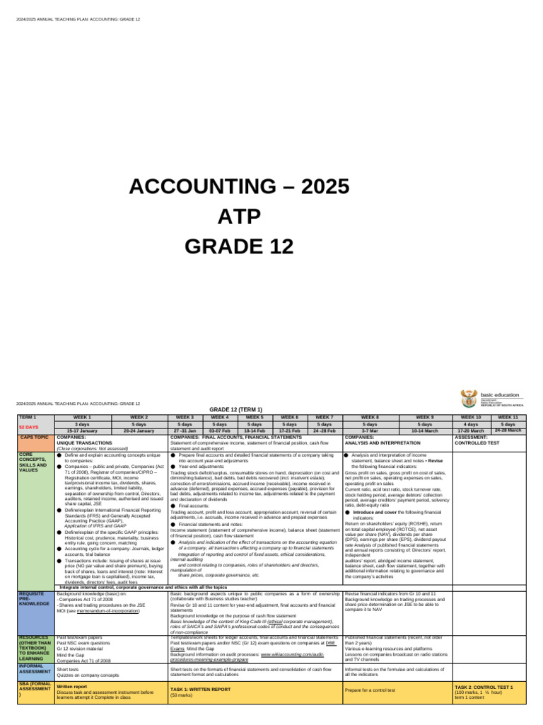 2025 Gr 12 ATP 2025 (1) | PDF | Dividend | Income Statement