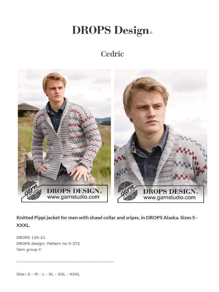 Cedric - Knitted Pippi Jacket For Men With Shawl Collar and Sripes, in ...