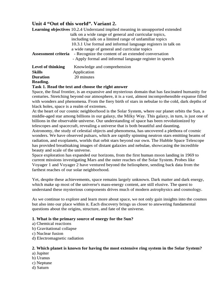 10 SAU 4.docx 2 term | PDF | Solar System | Galaxy