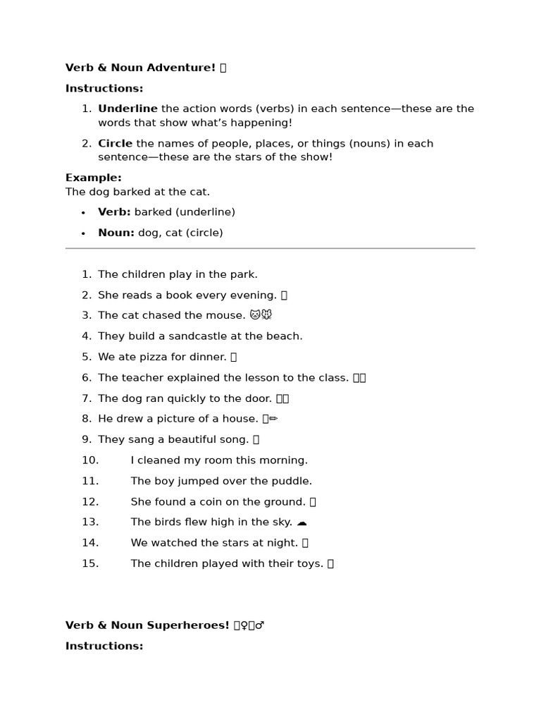 verb and noun review | PDF