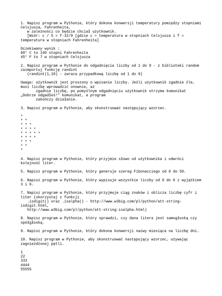 Zadania Python 2 | PDF