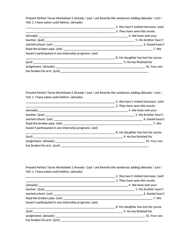 Present Perfect Tense Worksheet | PDF | Linguistics | Grammar
