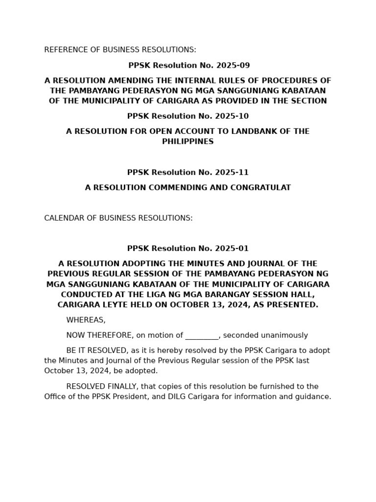 2025 Ppsk Resolutions (1) | PDF