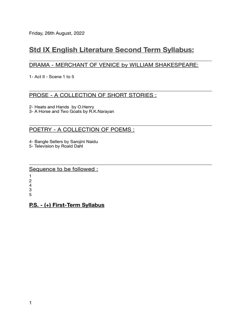 STD 9 2nd Term Syllabus-1 | PDF