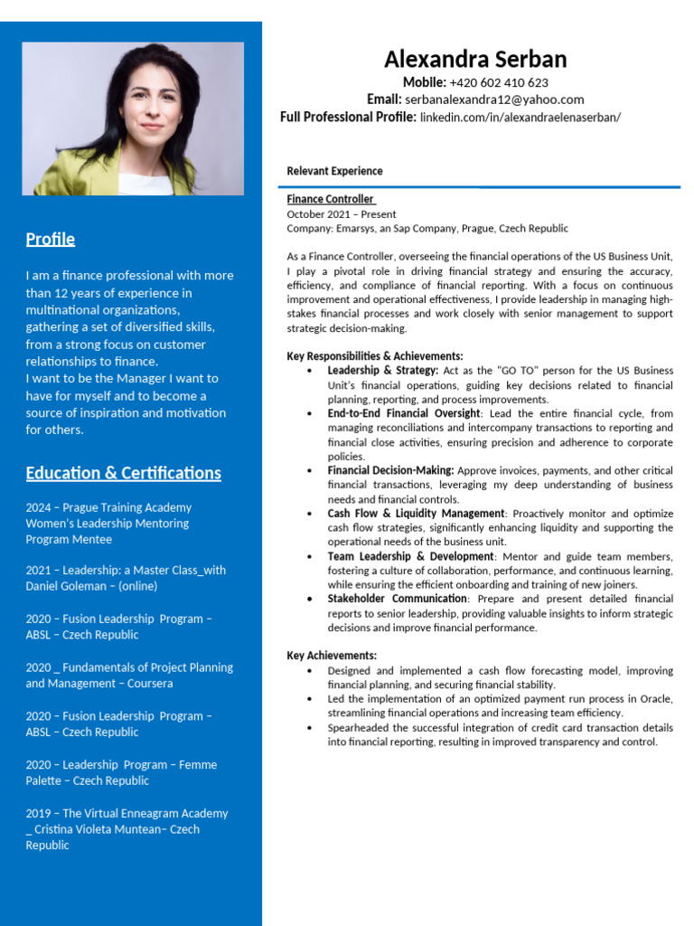 CV Alexandra Update24-25Wip | PDF | Mentorship | Leadership