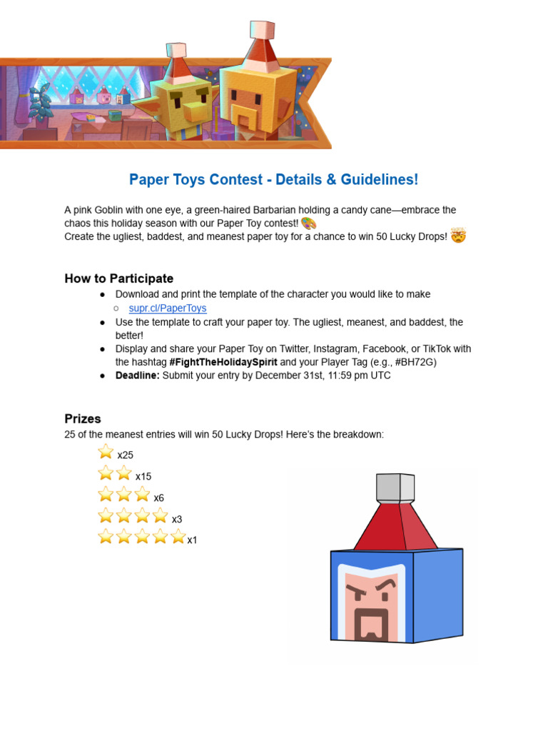 Paper Toy Contest: Create & Win! | PDF