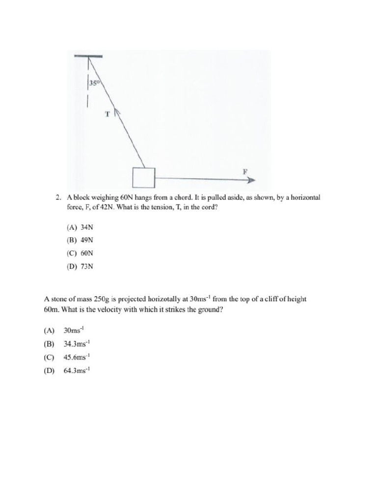 CAPE physics Unit 1 practice questions | PDF