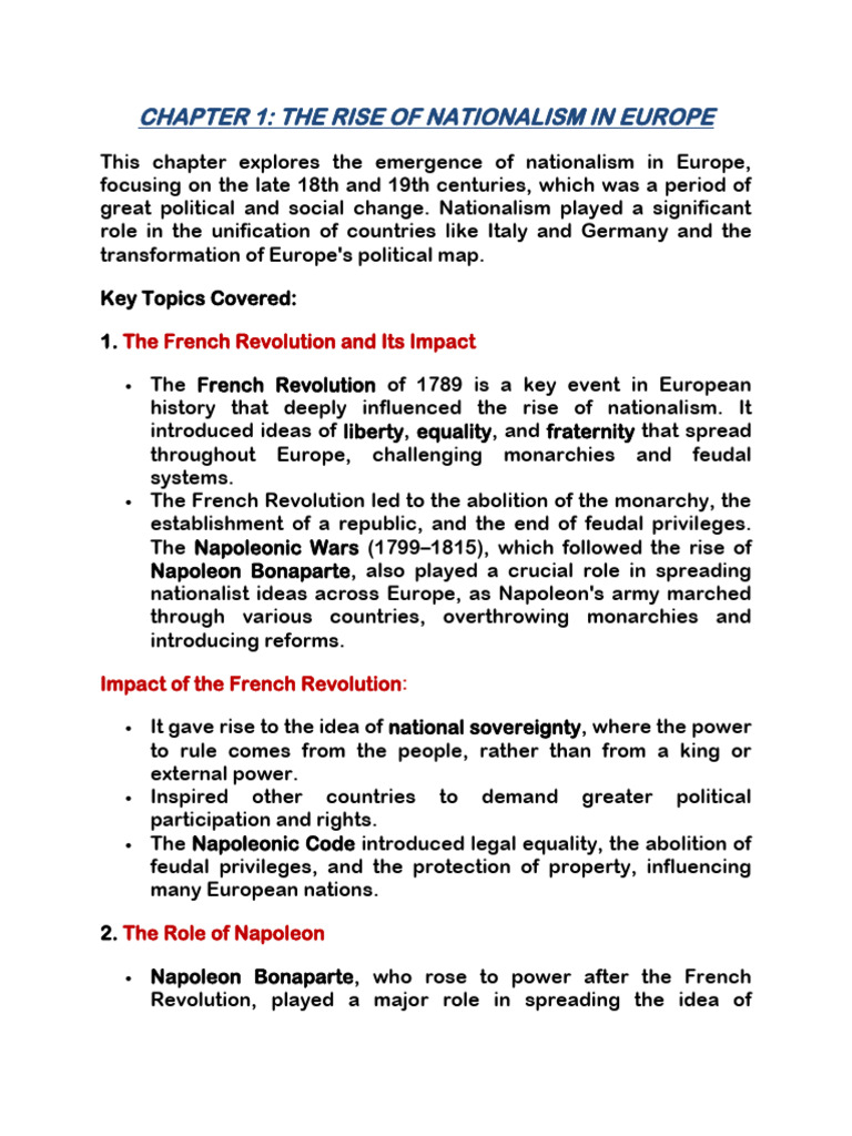 CHAPTER 1 (Nationalism in Europe) | PDF | Nationalism | German Empire