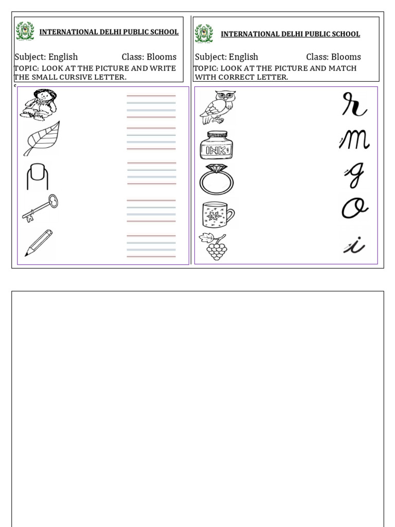 English Cursive Letter Matching | PDF