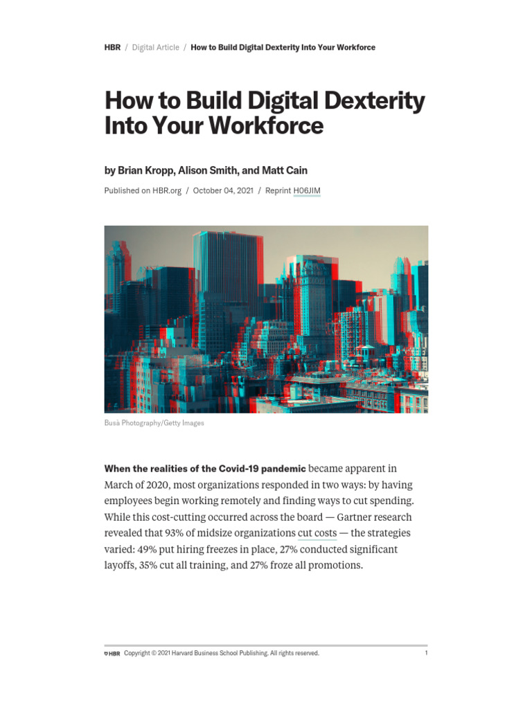 How To Build Digital Dexterity Into Your Workforce - HBR | PDF ...