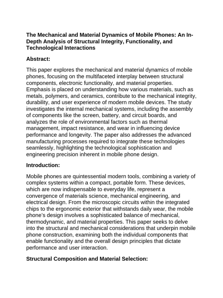 The Structural and Material Engineering of Mobile Phones - An ...