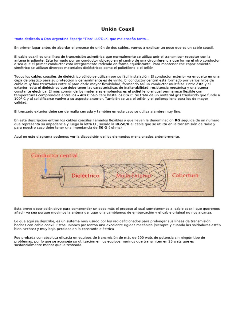 Unión de Cables Coaxiales | PDF | Cable coaxial | Ingenieria Eléctrica