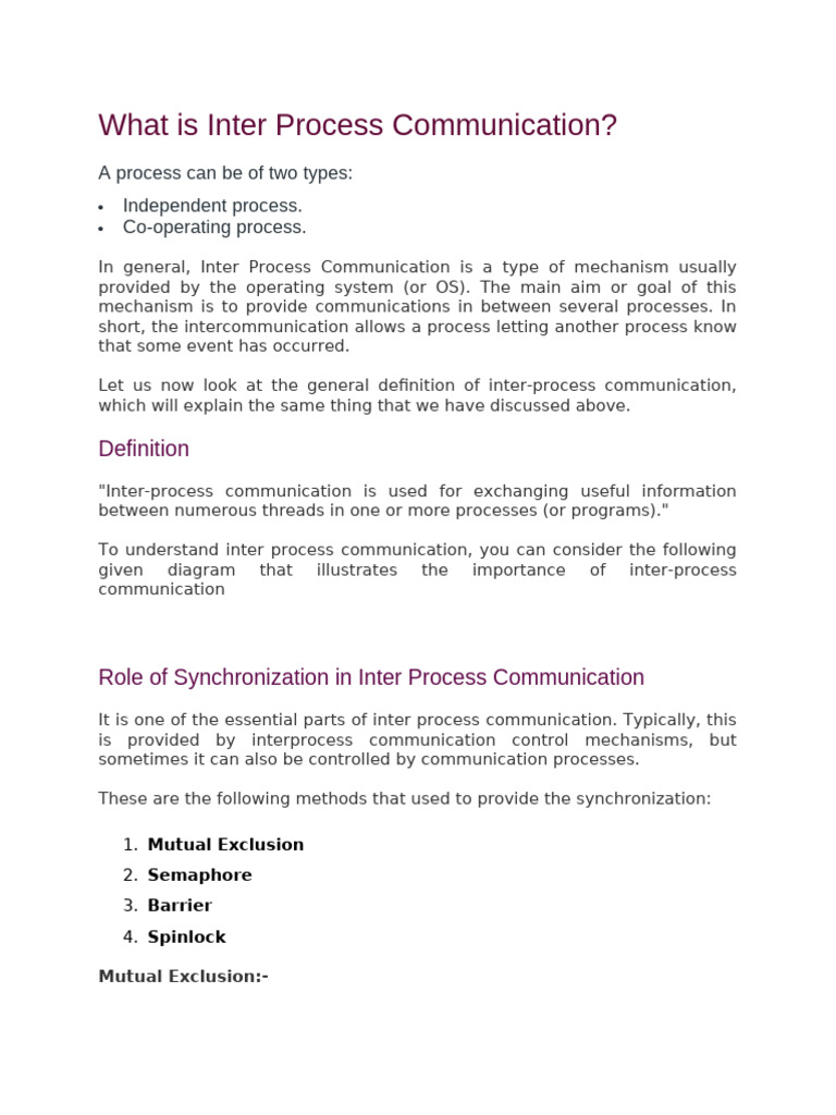 Inter Process Communication | PDF | Process (Computing) | Message Passing