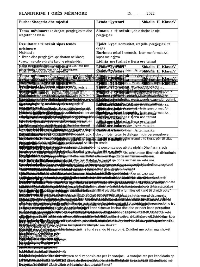 Ditar Qytetari 5 Tremujori 2 | PDF