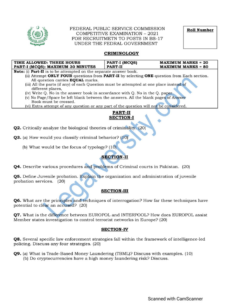 Criminology Css Past Papers | PDF