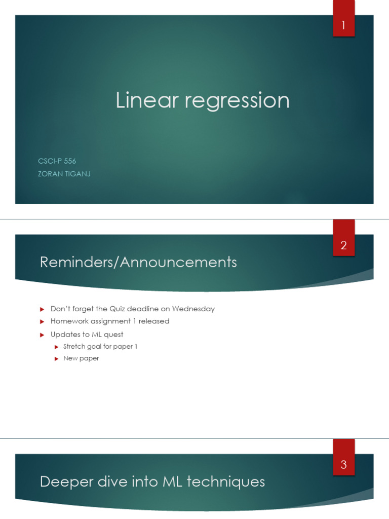 lec6_7_Linear_regression | PDF | Regression Analysis | Equations